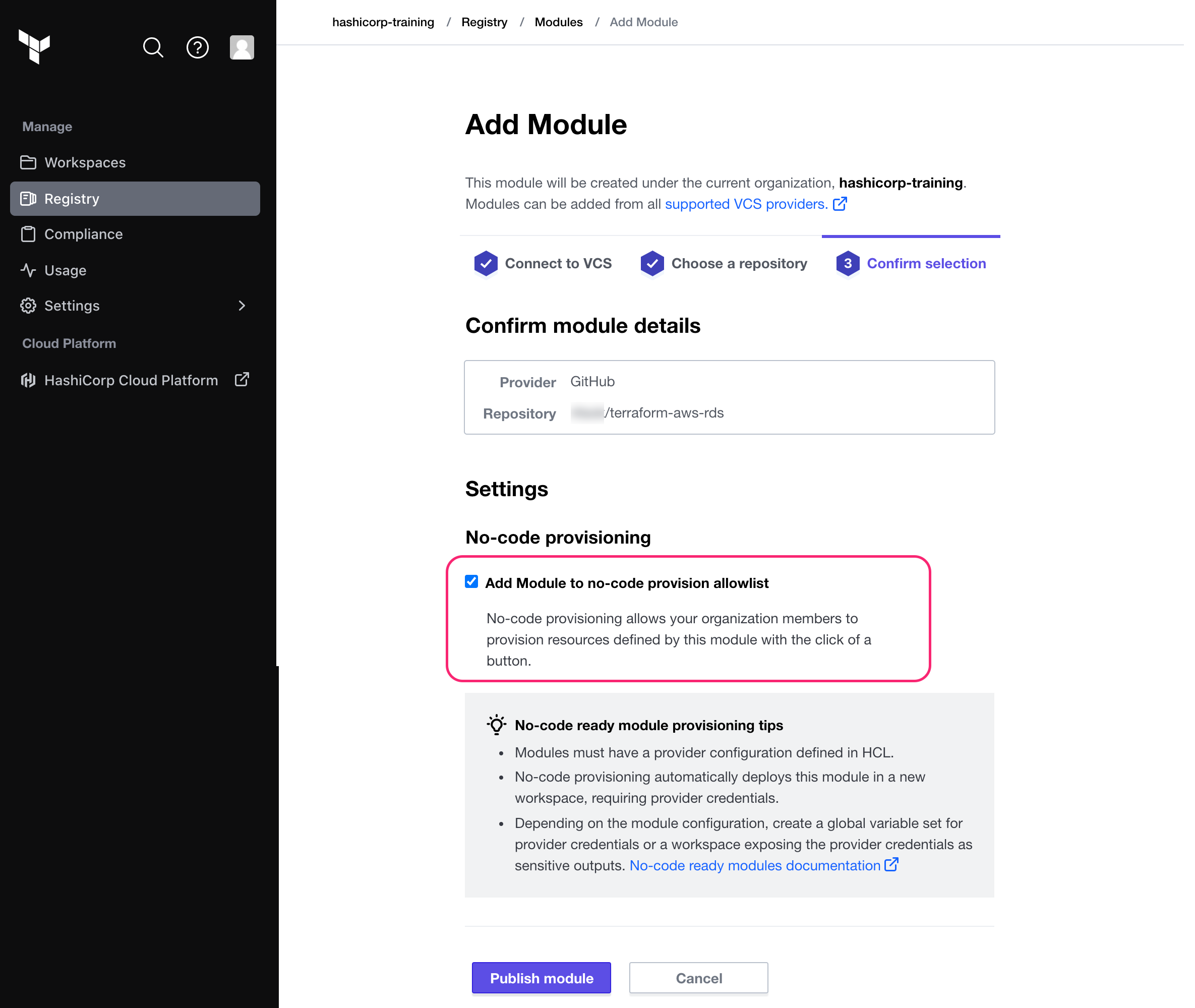 Create And Use No Code Modules Terraform Hashicorp Developer