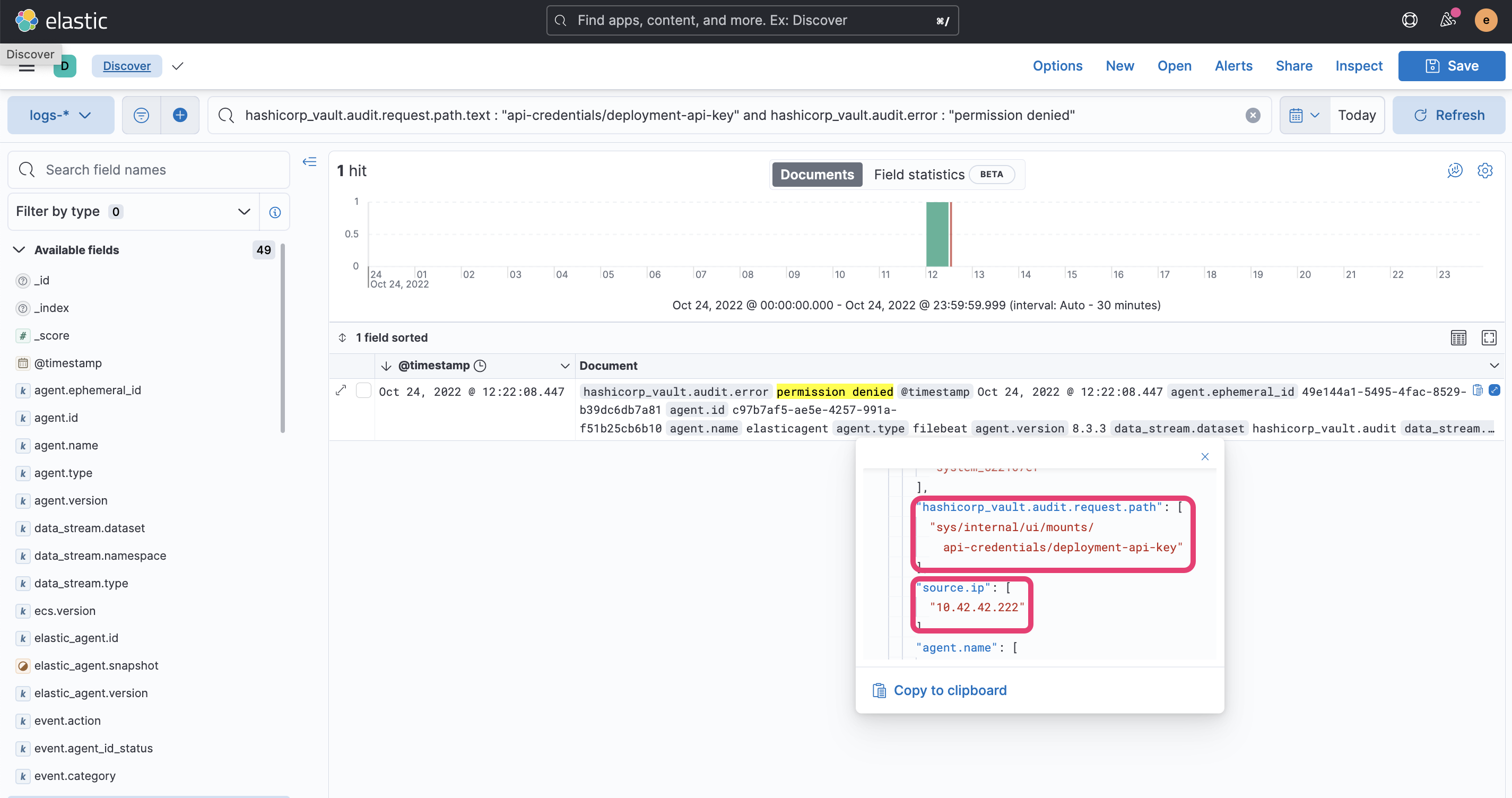 Audit Device Logs and Incident Response with Elasticsearch | Vault | HashiCorp Developer