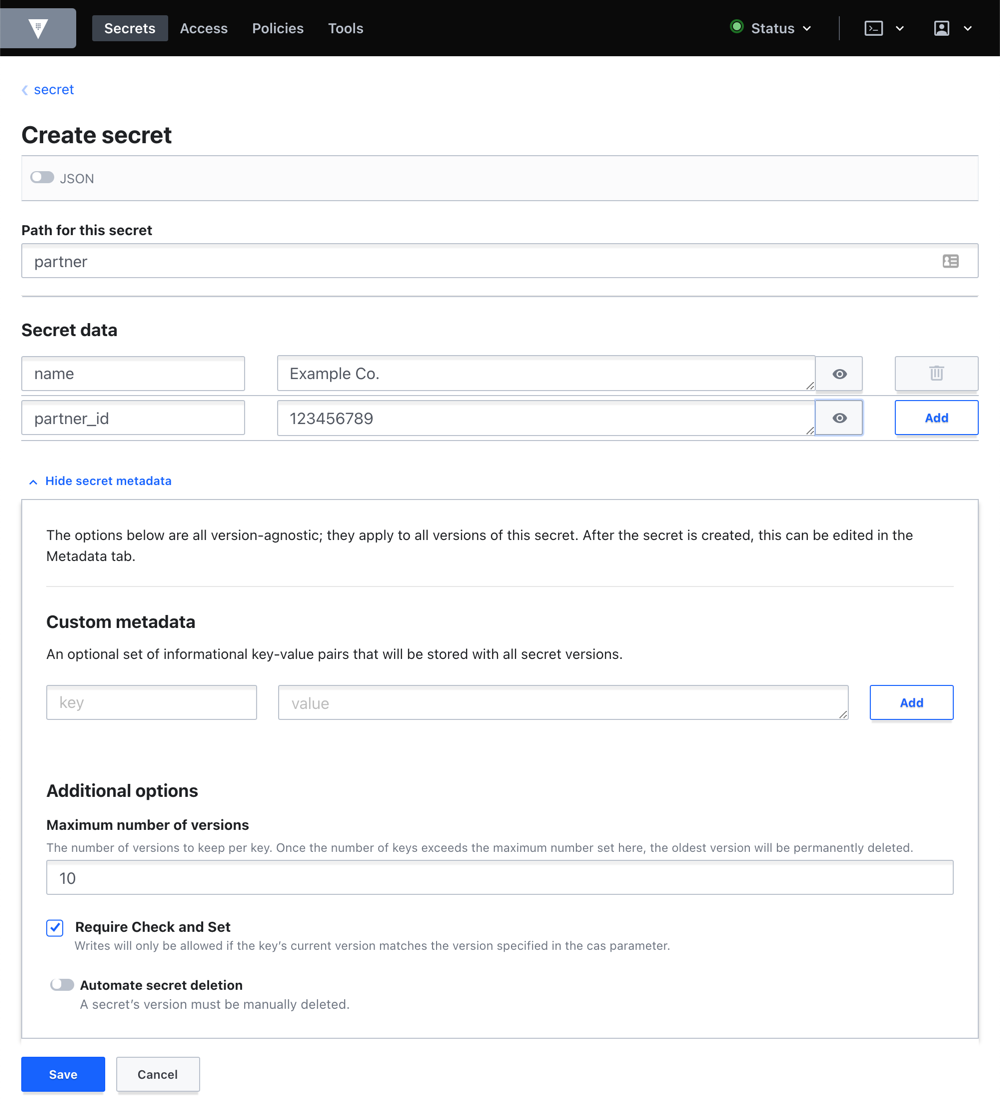 Versioned Key/Value Secrets Engine | Vault | HashiCorp Developer