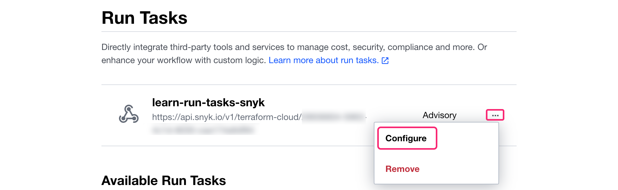 Configure Snyk Run Task in Terraform Cloud | Terraform | HashiCorp ... Configure Snyk Run Task in Terraform Cloud | Terraform | HashiCorp ...